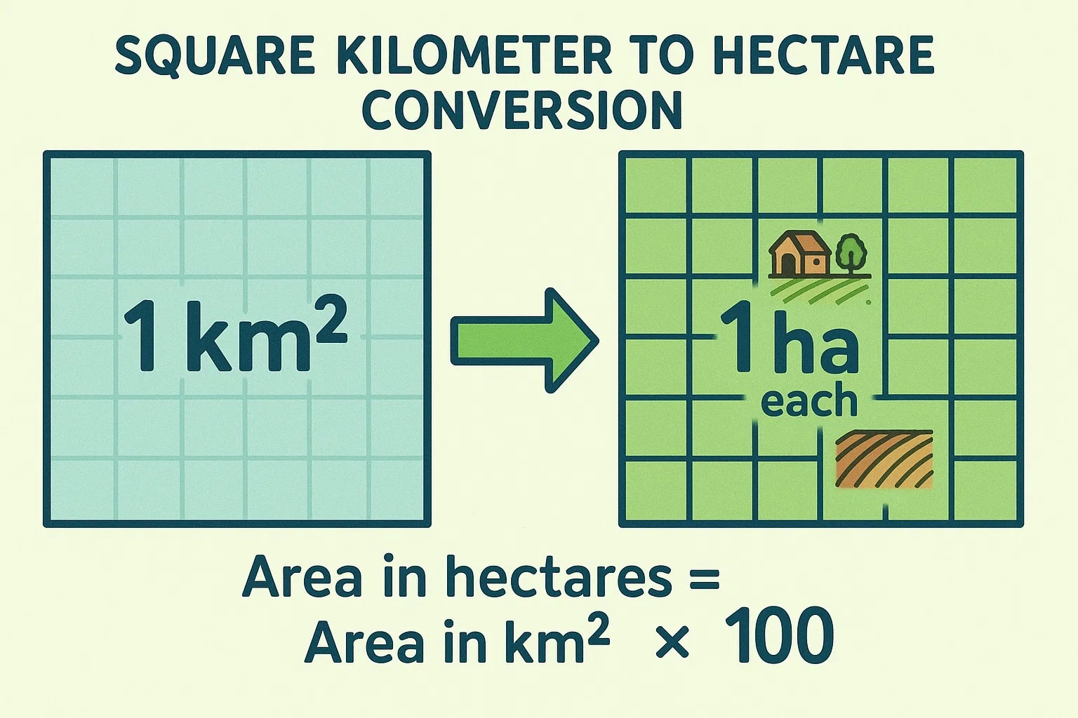 Omzetter van vierkante kilometer naar hectare - JetCalculator