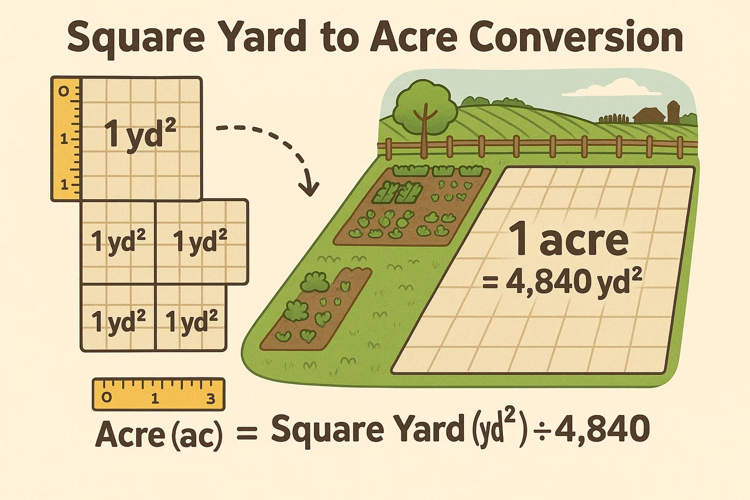 Converter van vierkante yards naar acres - JetCalculator