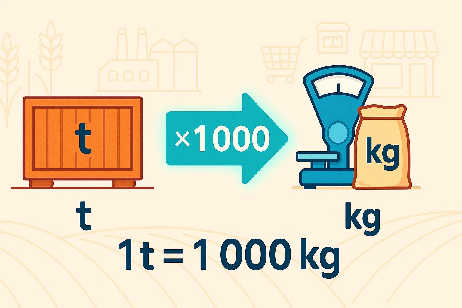 Converter van ton naar kilogram - JetCalculator