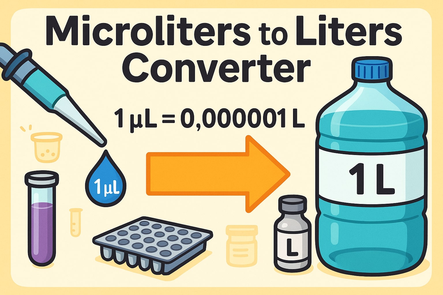 Converter van Microliters naar Liters - JetCalculator